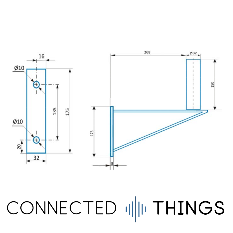 300mm Antenna Wall Mounting Bracket